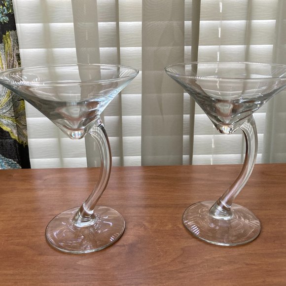 Vintage Post Modern | Dining | 2 Post Modern Crooked Stem Martini ...